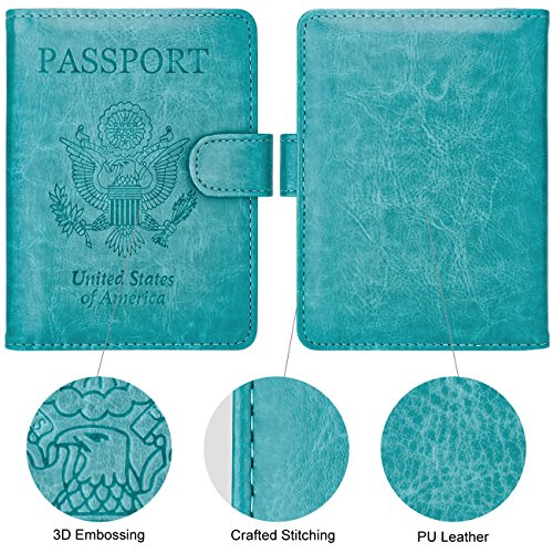 WALNEW Passport Holder Cover Case RFID Passport Travel Wallet, Blue