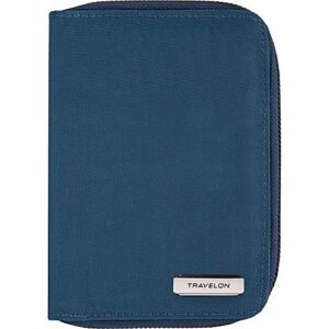 travelon rfid blocking passport zip wallet, ocean, 4 x6 .5