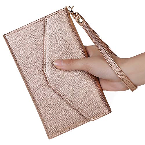 ZOPPEN Passport Holder for Women Travel Wallet Rfid Blocking Passport Cover Document Organizer Strap Ver.5, 07 Rose Gold