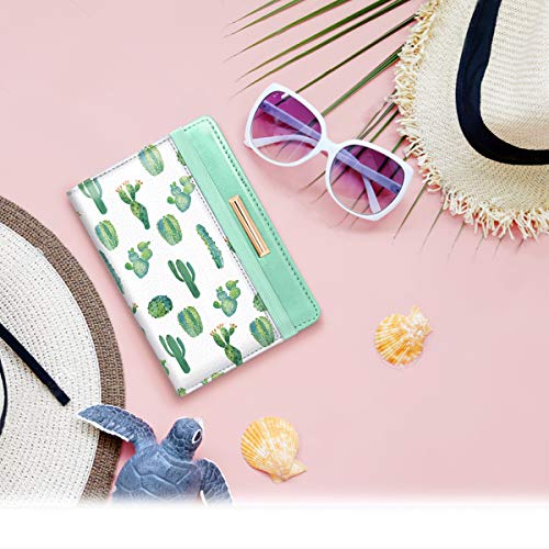 Passport Holder Cover,Traveling Passport Case Cute Passport Wallet for Women,Cactus