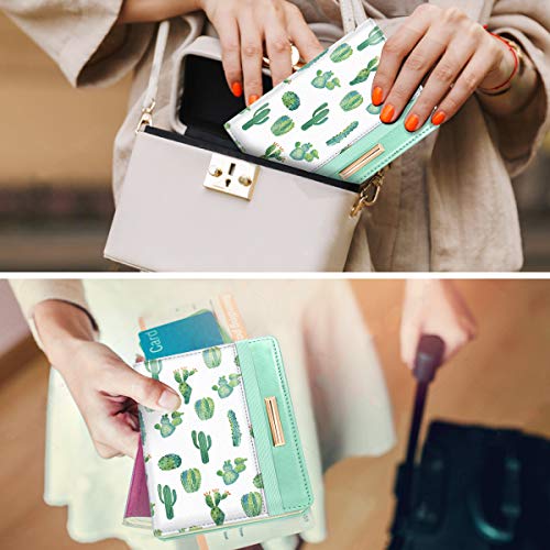 Passport Holder Cover,Traveling Passport Case Cute Passport Wallet for Women,Cactus