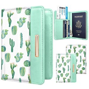 Passport Holder Cover,Traveling Passport Case Cute Passport Wallet for Women,Cactus