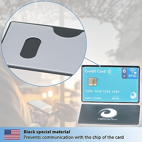 valonic set of 6 RFID blocking sleeves - insertion from the top, Credit Card Protector sleeve for wallet - Protection block for Debit Card and Metro Card