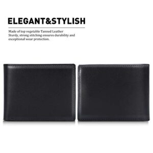 LVCRETIVS Leather Bifold Wallet for Men Full Grain Leather RFID Blocking Wallet with 2 ID Windows