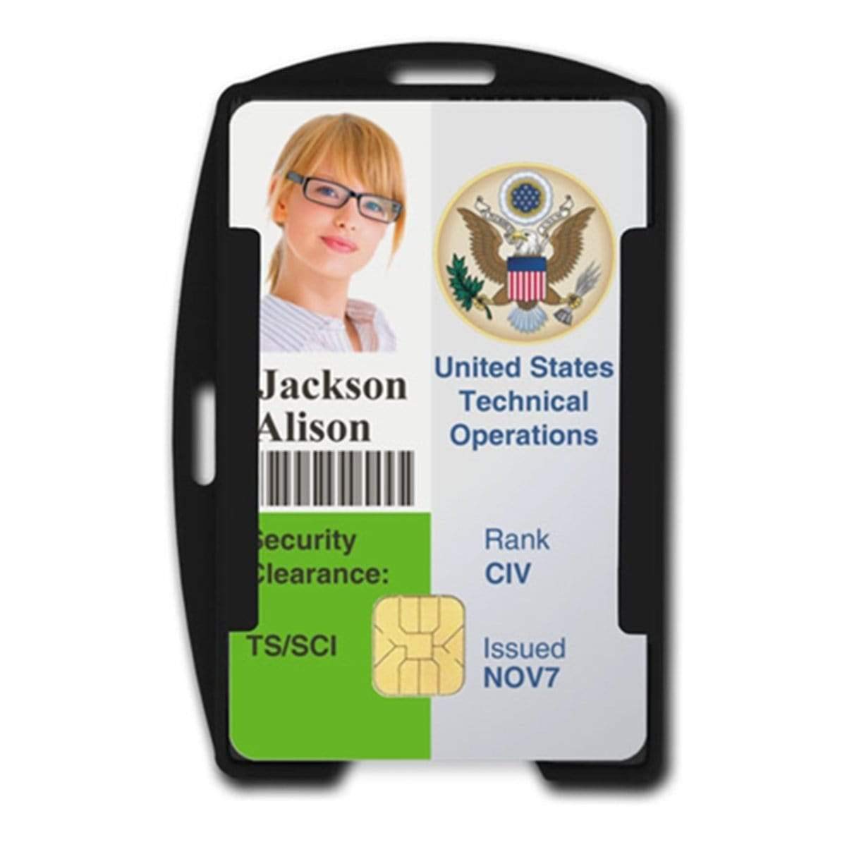 5 Pack - Black RFID Blocking ID Badge Holder (Holds 2 Cards) - SkimSAFE FIPS 201 Approved - Dual Sided Shield Blocks 13.56MHz Radio Signal - Specialist ID (Black)