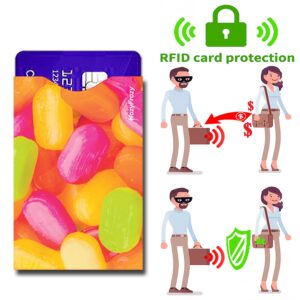 8 RFID Blocking Sleeves, Credit Card Protector, Anti-Theft Credit Card Holder, Easy to Recognize, 8 Different Themes, Wood, Denim, Leaves, Candies, Oranges, Vivid Sky, Astronaut, Blue Ink Swirl