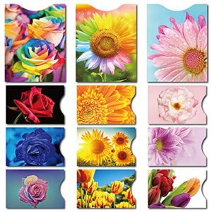 carslife 12 rfid blocking sleeves (9 credit card sleeves & 3 passport sleeves) anti rfid identity theft protection,beautiful flowers design