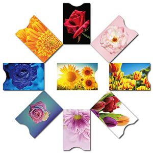 CARSLIFE 12 RFID Blocking Sleeves (9 Credit card sleeves & 3 passport sleeves) Anti RFID Identity Theft Protection,Beautiful flowers design