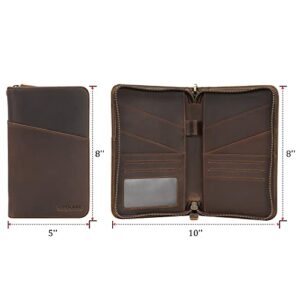 Polare Full Grain Leather Passport Holder Cover Case for Men and Women RFID Blocking Family Travel Wallet Holds 6 Passports (Dark Brown)