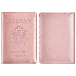 HerriaT Passport and Vaccine Card Holder Combo,Cover Case with CDC Vaccination Card Slot, Leather Travel Documents Organizer Protector, with RFID Blocking, for Women and Men