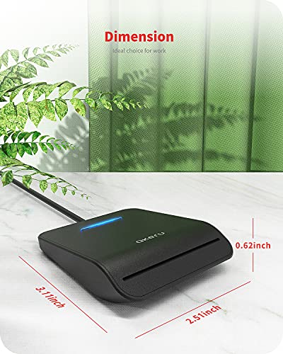 CAC Card Reader with LED Indicator, DOD Military Common Access, (5 feet Long Cable). Universal Compatibility, Compact PIV Smart Card Reader Compatible with Windows, Mac OS– Black AKERU [EAL-20]