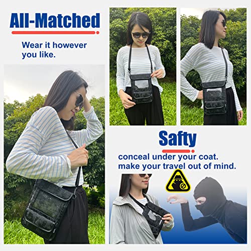 Travel Wallet, RFID Blocking Passport Wallets for Women Waterproof Slim Neck Wallet Carteras De Mujer Anti-Theft Cell Phone Neck Purse for Men and Women Travel Accessories Gifts - Black