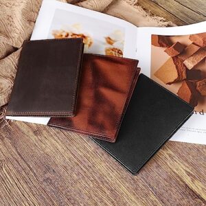 Polare Full Grain Leather Passport Holder RFID Blocking Travel Bifold Wallet Passport Holders 2 Passports (Dark Brown)