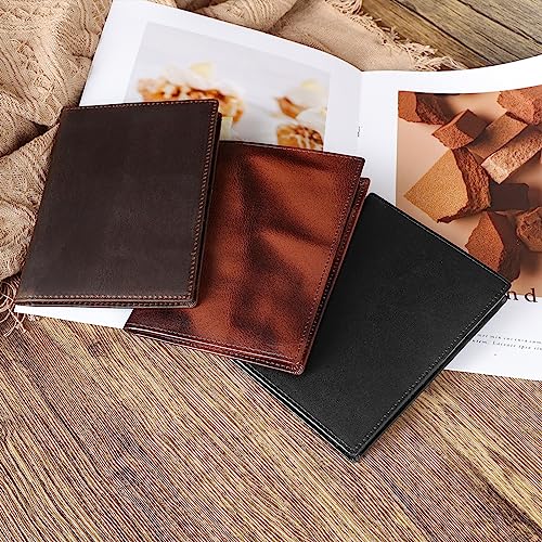 Polare Full Grain Leather Passport Holder RFID Blocking Travel Bifold Wallet Passport Holders 2 Passports (Dark Brown)