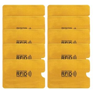 tiesome rfid card holder, 10 pcs rfid blocking sleeves waterproof credit card sleeves set rfid identity card protector secure sleeve portable durable rfid card sleeves for women men wallet(gold)