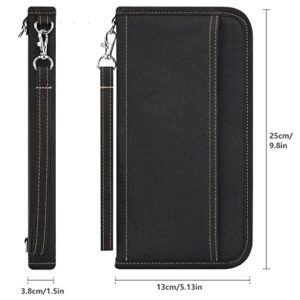 MUKEMUHE Family Passport Holder RFID Blocking Travel Wallet Family Document Holder&Organizer for 4 Passports, ID Cards, Credit Cards, Flight Tickets, Money Men & Women Black