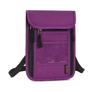 lufyzora passport holder neck pouch for women&men adjustable strap neck wallet for traveling rfid blocking travel wallet (purple)