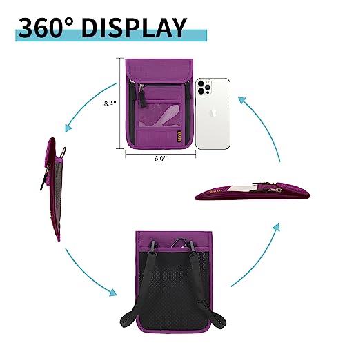 Lufyzora Passport Holder Neck Pouch for Women&Men Adjustable Strap Neck Wallet for Traveling RFID Blocking Travel Wallet (Purple)