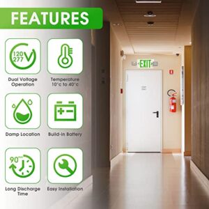 Garrini LED Green Emergency Light Combo Exit Sign Rectangular Adjustable Lamp 2-Heads UL Certified GC4 for Apartments Hotels Hospitals Offices(Green)