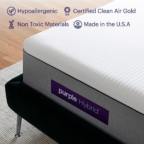 Purple Hybrid Mattress - King, Gelflex Grid, Better Than Memory Foam, Temperature Neutral, Individually Wrapped Coils, Responsiveness, Breathability, Made in USA