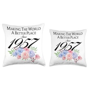 66th Birthday Gifts for Women and Men 66 Birthday Making The World a Better Place Since 1957 Throw Pillow, 16x16, Multicolor