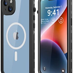 Dewfoam Waterproof iPhone 14 Plus Case - Shockproof, Dustproof, Built-in Screen Protector, Magnetic Ring, 6.7" (Black)