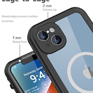 Dewfoam Waterproof iPhone 14 Plus Case - Shockproof, Dustproof, Built-in Screen Protector, Magnetic Ring, 6.7" (Black)