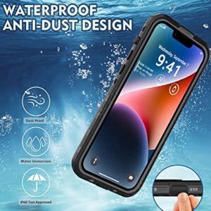 Dewfoam Waterproof iPhone 14 Plus Case - Shockproof, Dustproof, Built-in Screen Protector, Magnetic Ring, 6.7" (Black)