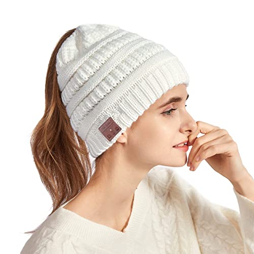 Bluetooth Beanie,Bluetooth Hats for Women Upgraded V5.0,Beanie of Distance to 30-45 Feet Bluetooth Hat 5Hrs Music Streaming & 7Hrs Hands-Free Talking,Beanie with Bluetooth Headphones Built-in Mic