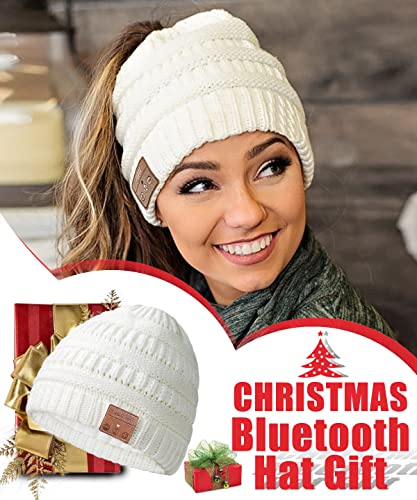 Bluetooth Beanie,Bluetooth Hats for Women Upgraded V5.0,Beanie of Distance to 30-45 Feet Bluetooth Hat 5Hrs Music Streaming & 7Hrs Hands-Free Talking,Beanie with Bluetooth Headphones Built-in Mic