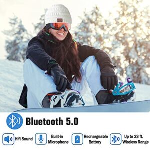 Bluetooth Beanie,Bluetooth Hats for Women Upgraded V5.0,Beanie of Distance to 30-45 Feet Bluetooth Hat 5Hrs Music Streaming & 7Hrs Hands-Free Talking,Beanie with Bluetooth Headphones Built-in Mic