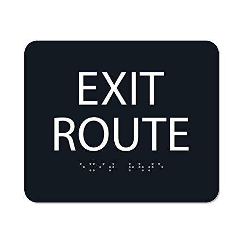 ALPHA DOG Exit Route Sign with Braille - ADA Compliant Tactile Exit Route Sign with Grade 2 Contracted Braille and Raised Text, 5x6 inch, UV Stable for Indoor or Outdoor Use, Made in the USA