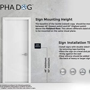 ALPHA DOG Exit Route Sign with Braille - ADA Compliant Tactile Exit Route Sign with Grade 2 Contracted Braille and Raised Text, 5x6 inch, UV Stable for Indoor or Outdoor Use, Made in the USA