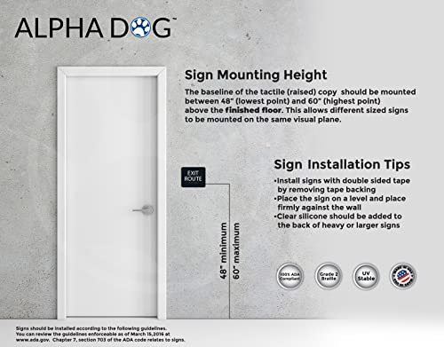 ALPHA DOG Exit Route Sign with Braille - ADA Compliant Tactile Exit Route Sign with Grade 2 Contracted Braille and Raised Text, 5x6 inch, UV Stable for Indoor or Outdoor Use, Made in the USA