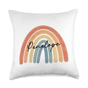 boys & girls new baby personalized name cushions new born baby penelope personalized gift rainbow nursery throw pillow, 18x18, multicolor