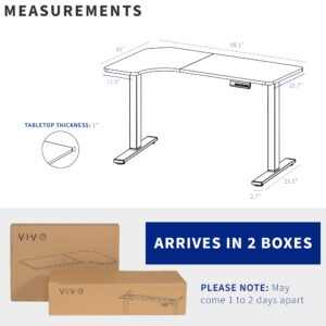 VIVO Electric Dual Motor Height Adjustable 58 x 35 inch Stand Up Desk, Black Reversible Corner Table Top, Black Frame, Standing Workstation with Memory Controller, DESK-KIT-E2RB