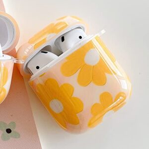 case for Flower airpod case 2nd Generation airpod case 1st Generation with Keychain Yellow airpods 2nd Generation case for Women