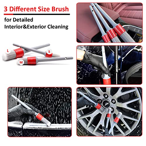 Car Interior Cleaning Duster Brush Kit, AWSOM Versatile Car Detailing Cleaning Brush Scratch Free Vehicle Dusters