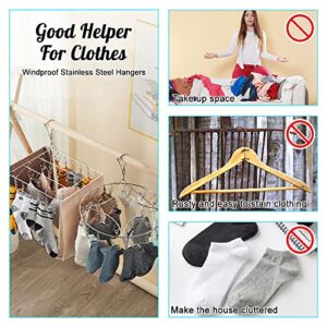 HOSTK Stainless Steel Round Clothes Drying Racks 30 Clips, Square Windproof Laundry Drip Hanger 36 Clips with 10 Replaceable Clips for Socks, Towels, Baby Clothes, Underwear, Hat, Scarf, Gloves