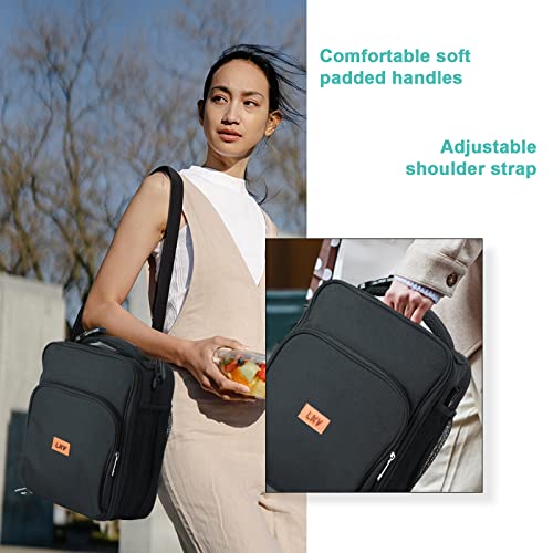 YANGYANG Insulated Lunch Bag, Reusable Freezable Lunch Box for Men Women, Leakproof Cooler Small Lunch Bag with Adjustable Shoulder Strap for Adults Black