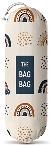 XIKAINUO Funny Rainbow Pattern Kitchen Grocery Bag Storage Holder, Washable Canvas Grocery Shopping Bags, Hanging Trash Bag Dispensers, Home Kitchen Bathroom Farmhouse Decor for Women Mom Grandma Gift