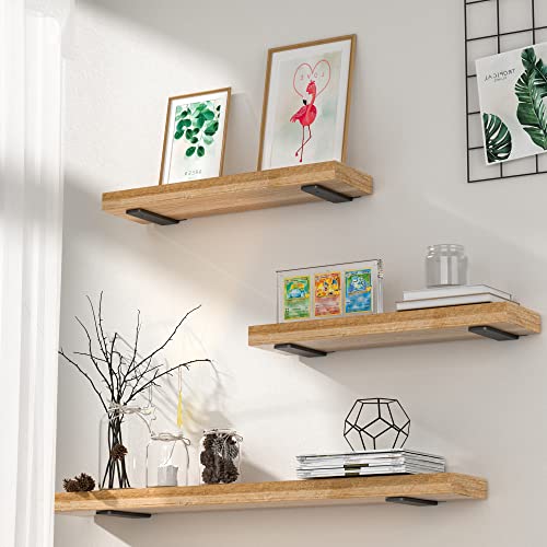 Heavy Duty Shelf Brackets 6 inch (1/5") Thick, 6 Pack Floating Hidden Shelf Brackets, Rustic Industrial Shelf Brackets with Modern Iron Finish