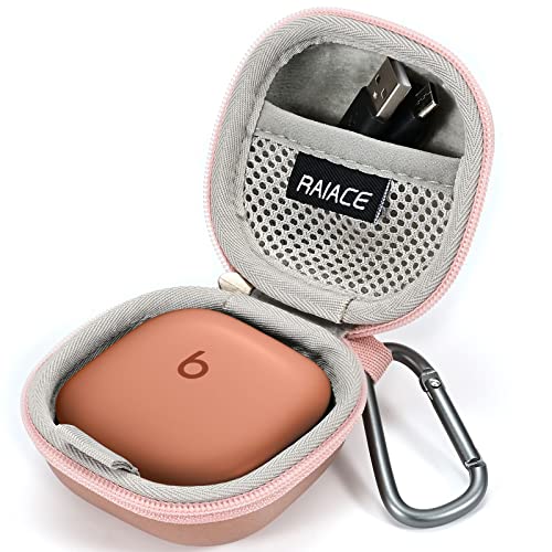 RAIACE Hard Storage Case Compatible with Beats Fit Pro Earbuds, Earbuds Storage Box with Mesh Pocket. (Case Only) - Pink