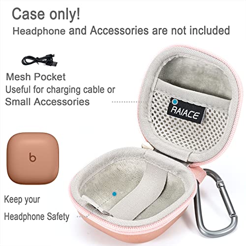 RAIACE Hard Storage Case Compatible with Beats Fit Pro Earbuds, Earbuds Storage Box with Mesh Pocket. (Case Only) - Pink