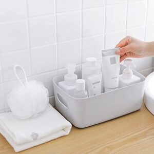 CozyCat Plastic Storage Bins , Pantry Collection & Fridge Organizer Bins, White Multi-Use Boxes, Baskets with Handles, for Bathroom, Restroom and Kitchen (4 pack)