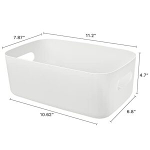 CozyCat Plastic Storage Bins , Pantry Collection & Fridge Organizer Bins, White Multi-Use Boxes, Baskets with Handles, for Bathroom, Restroom and Kitchen (4 pack)