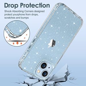 Hython Case for iPhone 14 Plus Case Glitter, Cute Clear Glitter Shockproof Protective Phone Cases for Women Girls, Sparkle Bling Anti-Scratch Soft TPU Cover for iPhone 14 Plus 6.7 inch, Shiny Clear