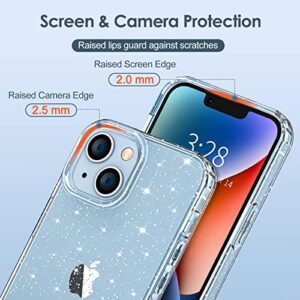 Hython Case for iPhone 14 Plus Case Glitter, Cute Clear Glitter Shockproof Protective Phone Cases for Women Girls, Sparkle Bling Anti-Scratch Soft TPU Cover for iPhone 14 Plus 6.7 inch, Shiny Clear