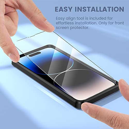 Maxdara [6 in 1] for iPhone 14 Pro Max Screen Protector, 2 Pack iPhone 14 Pro Max Back Screen Protector with 2 Pack Camera Lens Protector and Front Screen Protector Glass, 9H Hardness, Ultra HD