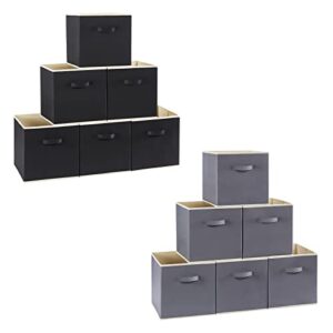 lifewit 6 pack grey storage cubes, bundle with 6 pack black storage cubes, medium